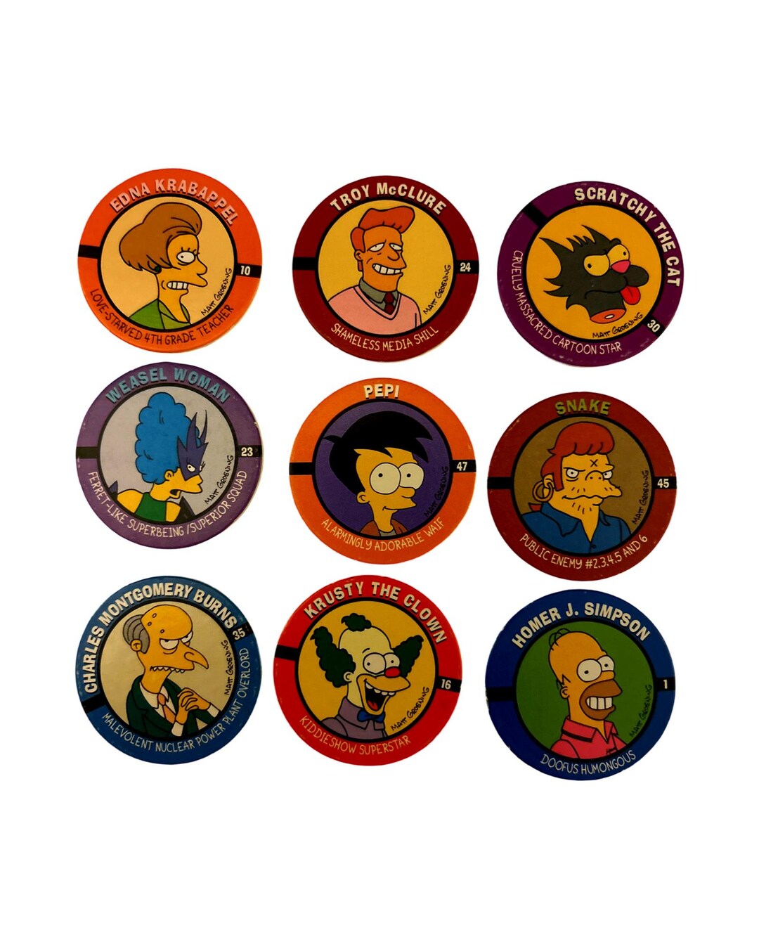 The Simpsons Themed 90s Pogs - 9 Pogs - Etsy