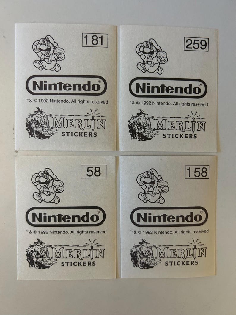 Nintendo 1992 Four Stickers Merlin Stickers, Vintage - Etsy