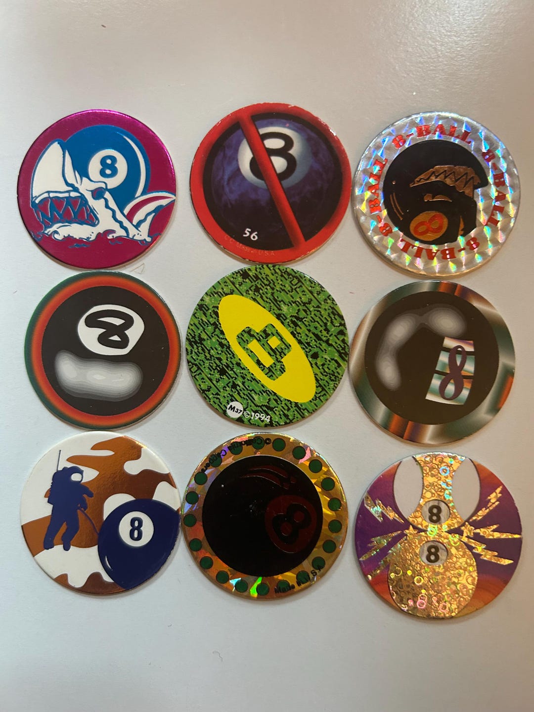 Choose a Pog From Eight Ball Caps Collection, Party Favors, 90s Pogs - Etsy