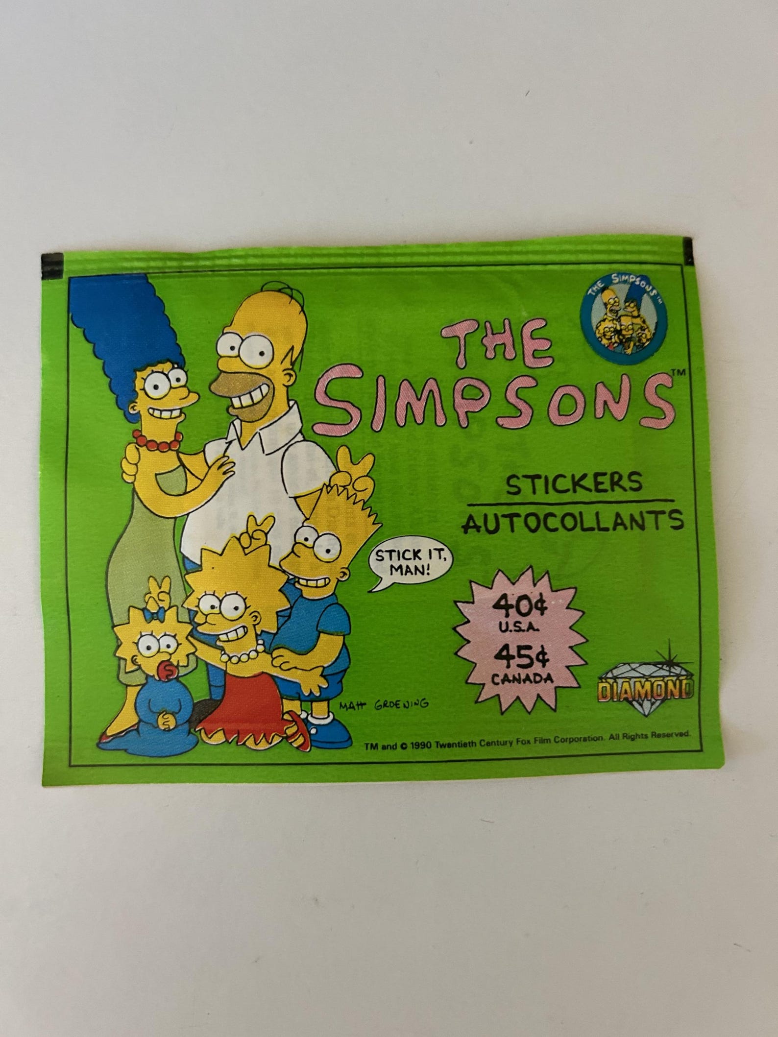 Simpsons 1990 Unopened Sticker Pack RARE From Italy - Etsy