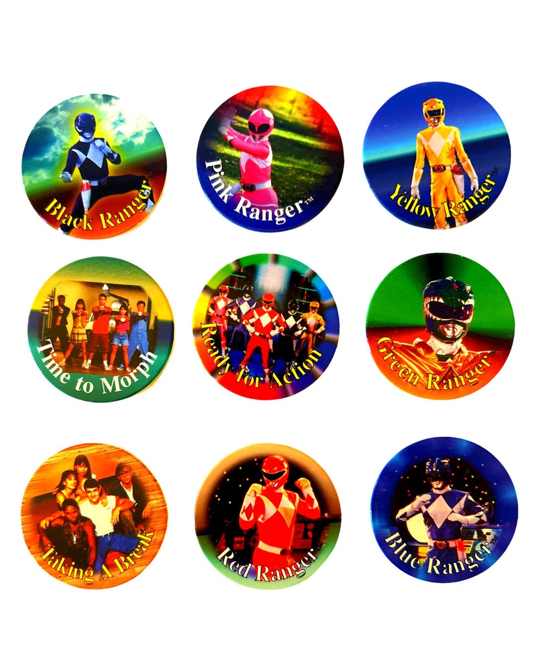 Power Rangers Themed 90s Pogs - 9 Pogs - Etsy