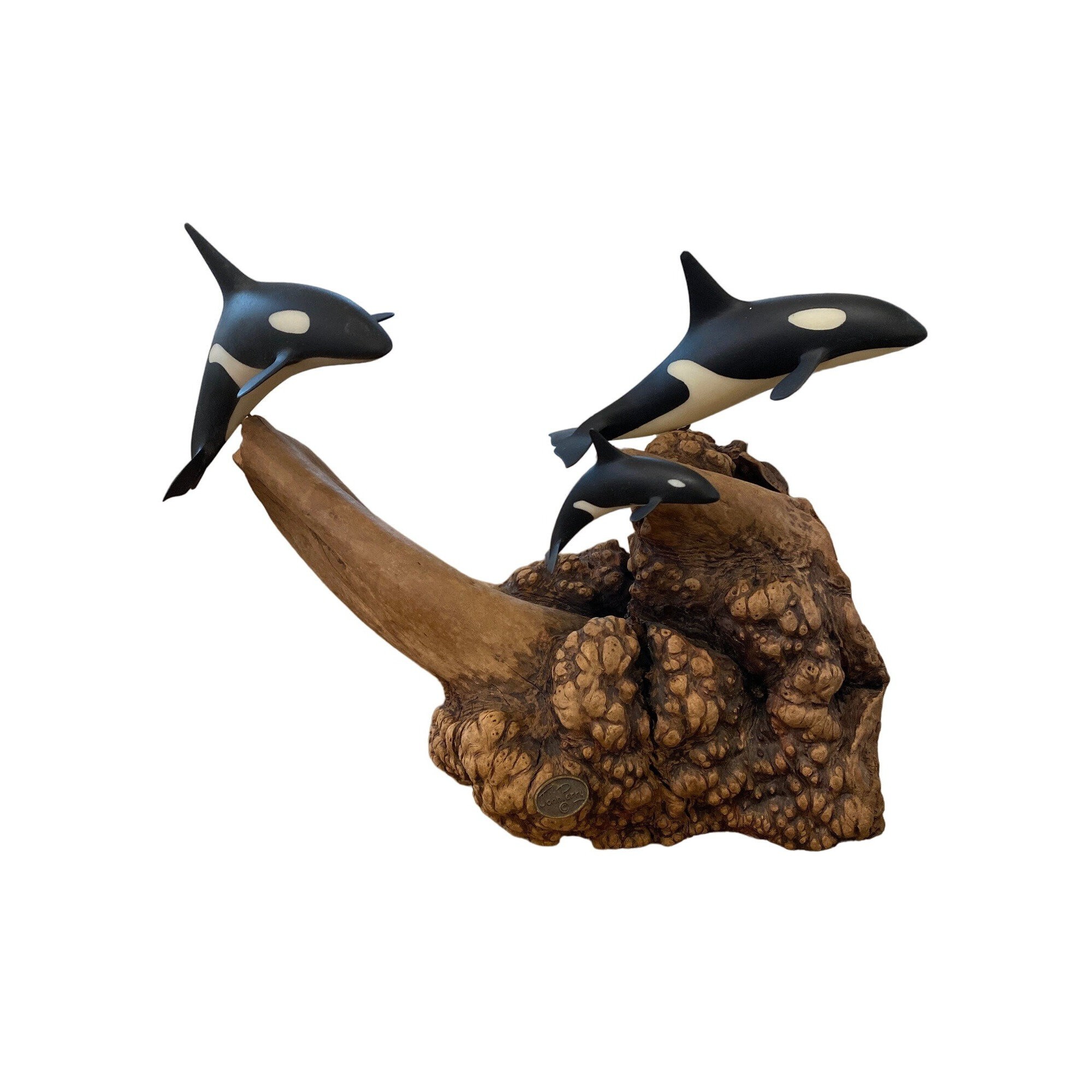 John Perry Orca Killer Whale Pod Family With Baby Two Adult Whales on ...