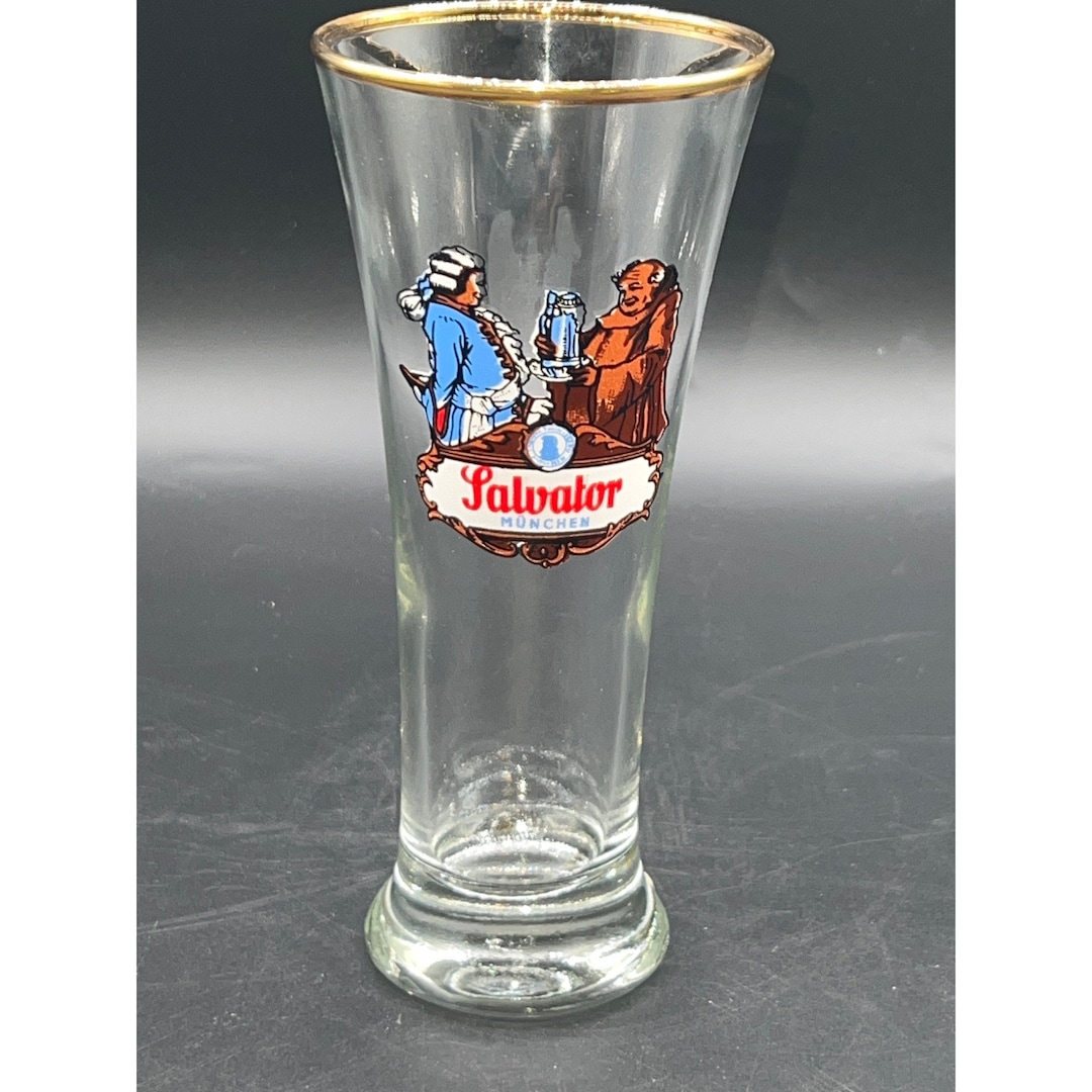 Salvator Munchen Flare Beer Glass Pilsner 7” Gold 12oz Made in Western ...