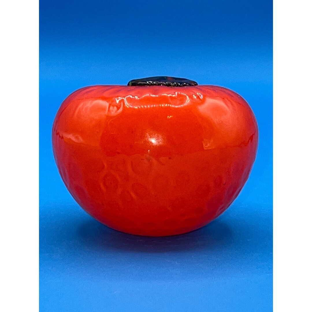 Vintage Large Glass Red Tomato With Green Leaf Topper - Etsy