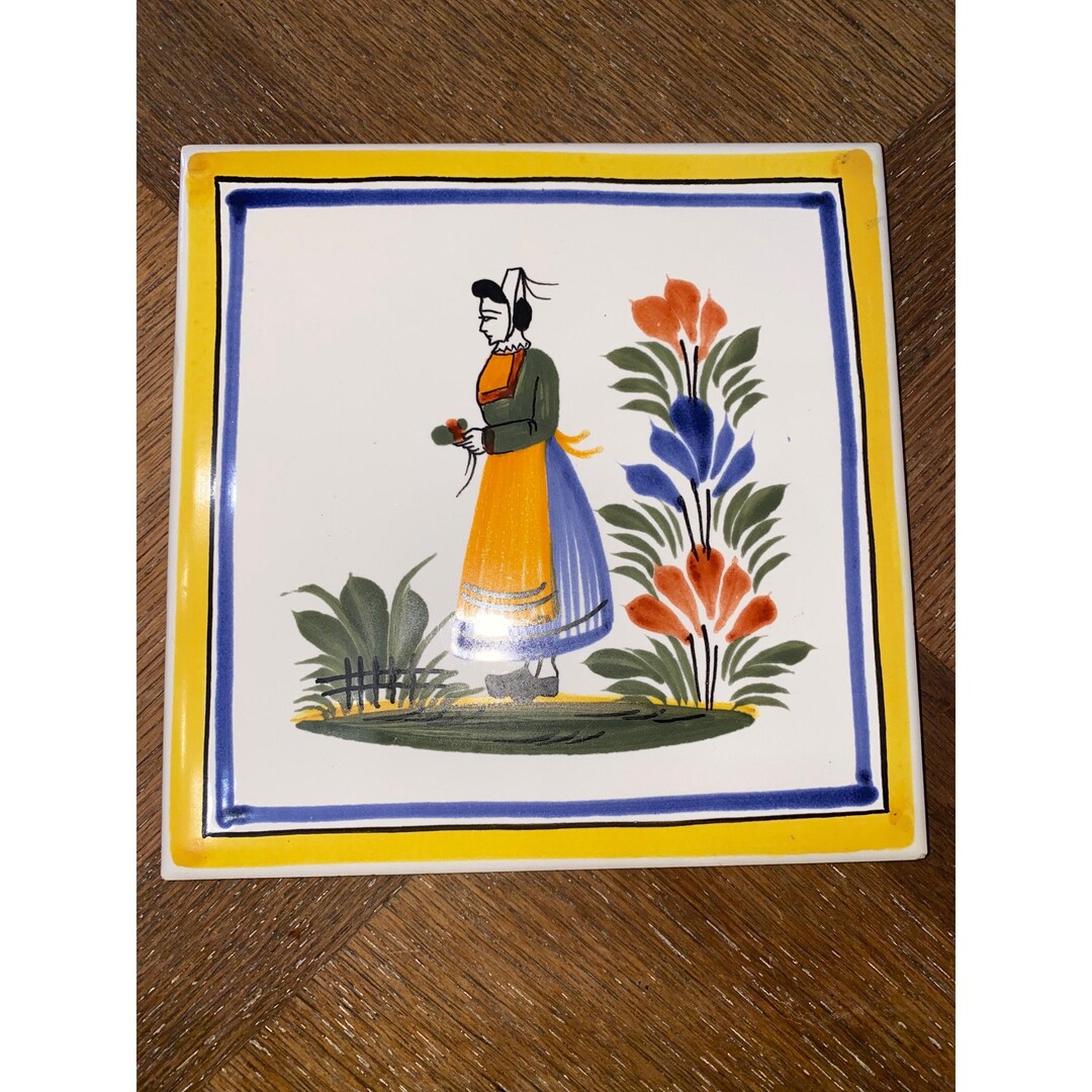 Vintage Henriot Quimper Pottery Tile France Faience Breton - Etsy