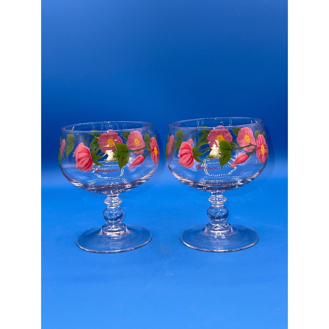 Set of Two Franciscan Pink Desert Rose Margarita Hand Painted Signed ...
