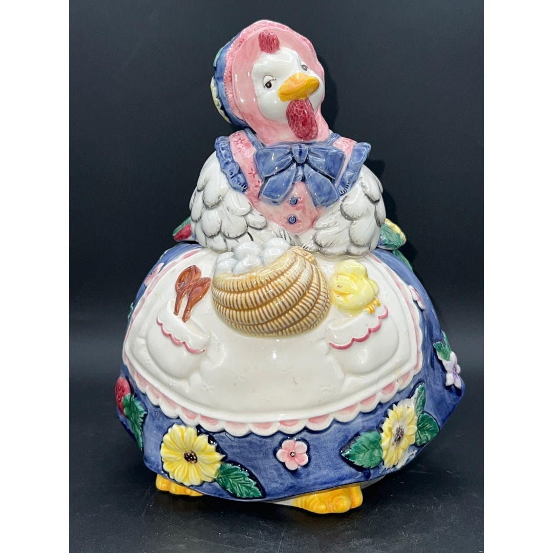 Fitz and Floyd 1995 Ceramic Mother Goose Cookie Jar With Floral Details ...