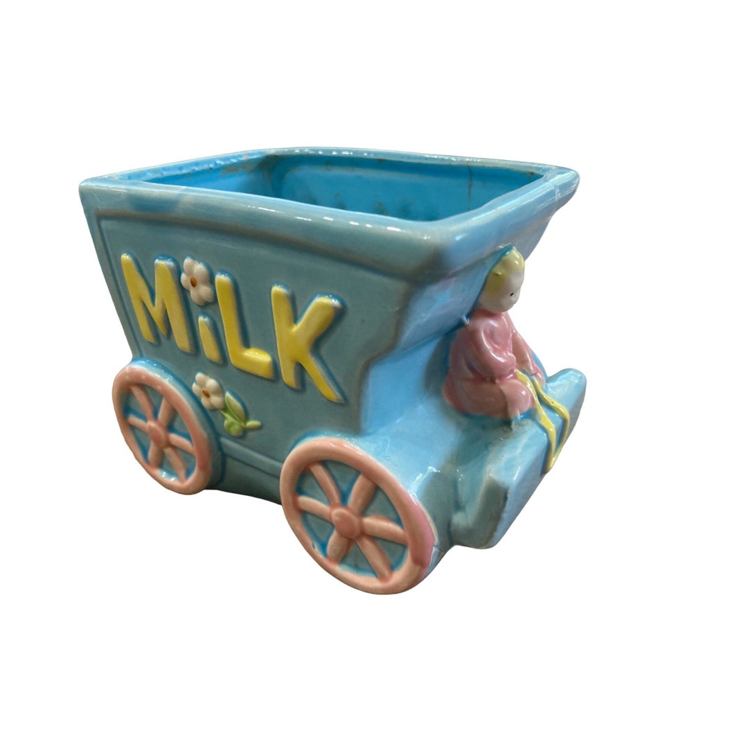 Inarco Japan Milk Baby Blue Wagon Planter - Etsy