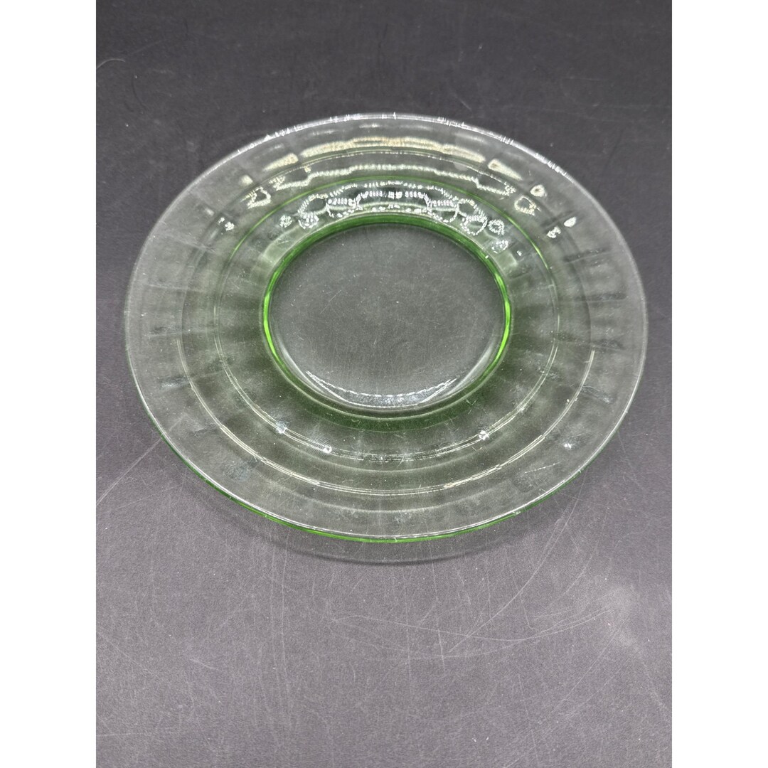 Hazel Atlas Block Pattern Uranium Glass 8 1/2 Inch Salad Plate Glows ...