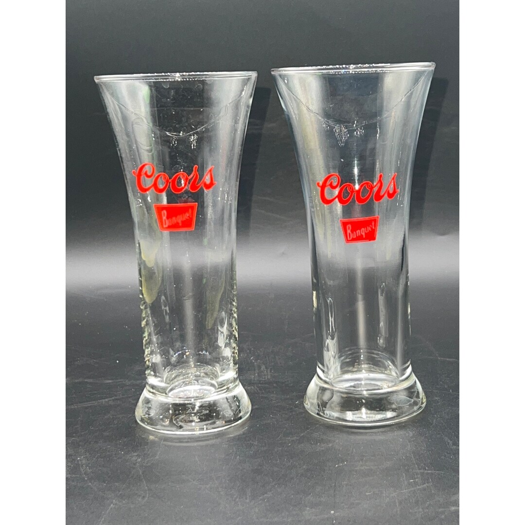 Set of 2 Vintage Coors Red Logo Banquet Glasses 7 Inch Tall Pilsner - Etsy