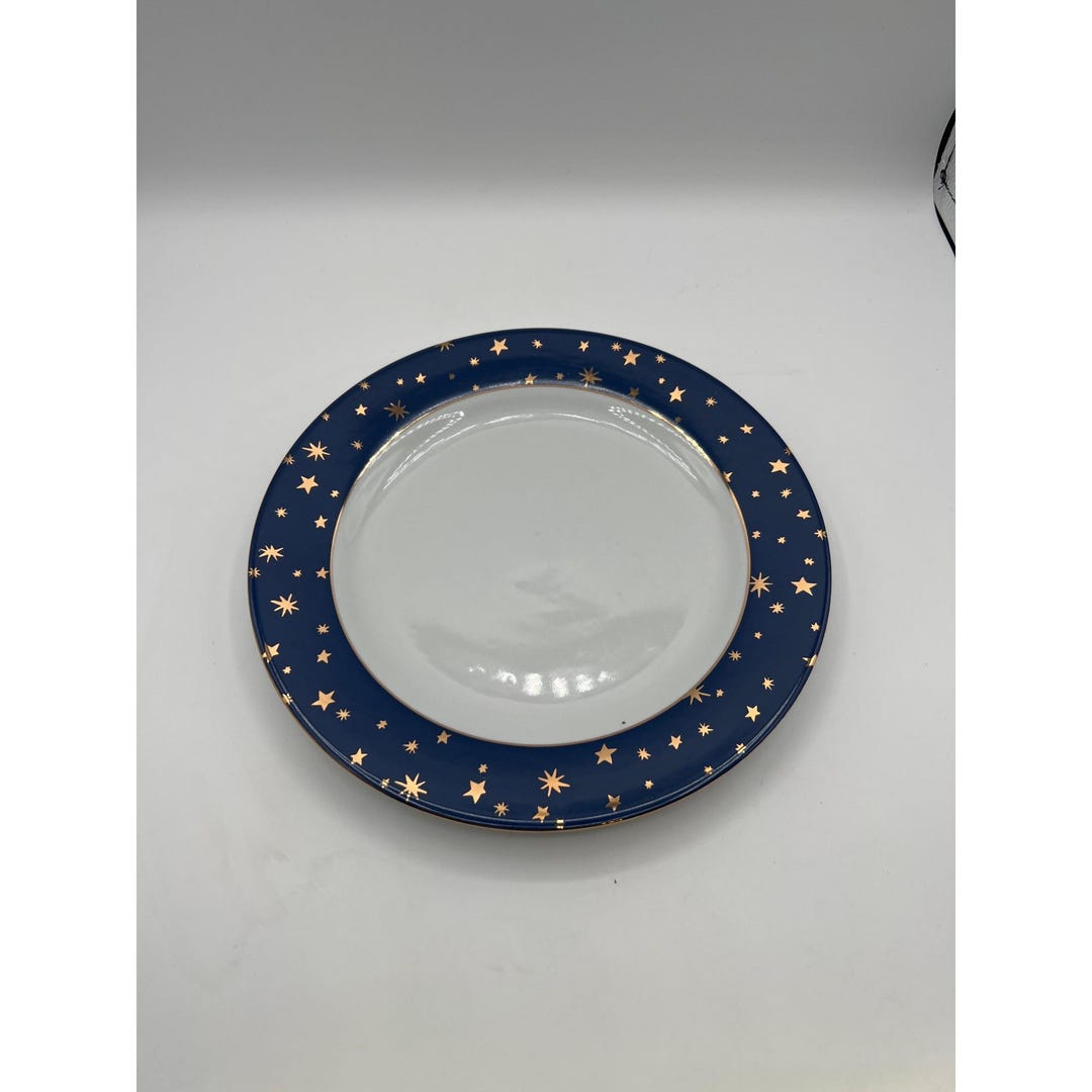 Galaxy Blue Gold Star Fine Porcelain Chop Plates by Sakura 10.5 in Chop ...