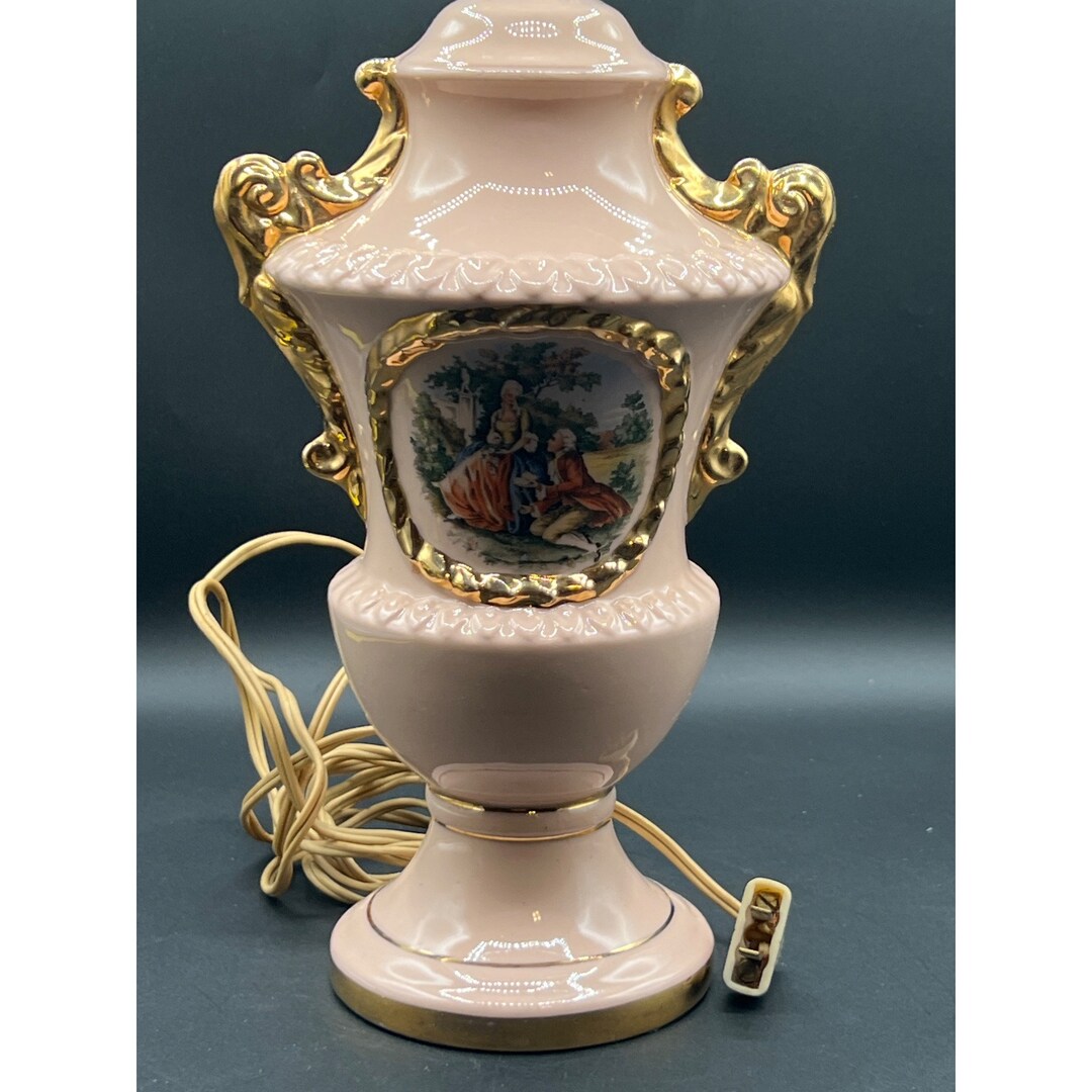 Antique Victorian George and Martha Washington Pink Ceramic Gilt Table ...