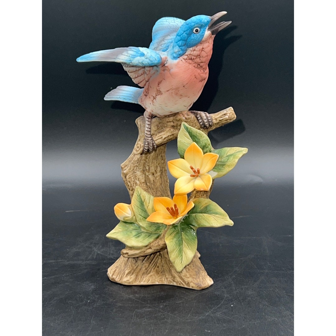 Vtg Lefton China Blue Bird Porcelain Figurine KW7020 Matte Finish Hand ...