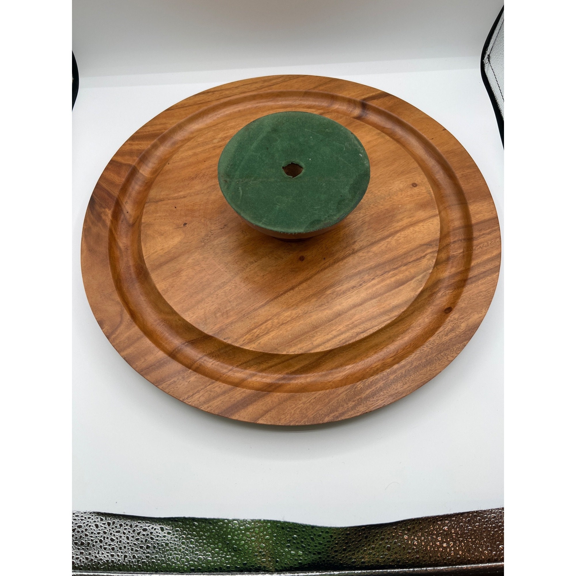 Hand Carved Tiki Wood Lazy Susan Punch Bowl 12 Cups and Ladle ...