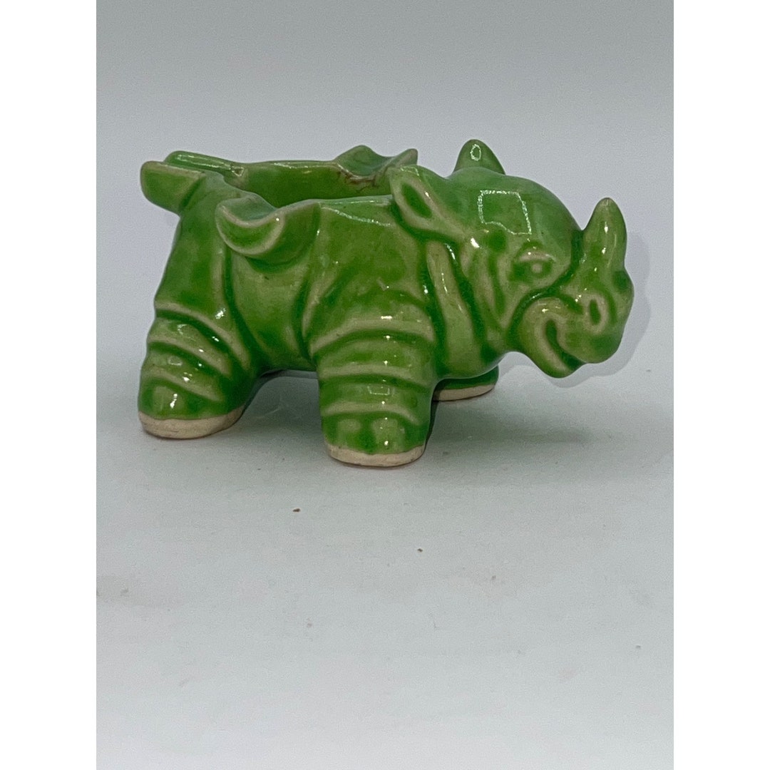 Rare Japan 1950s Lime Green Rhino Rhinoceros Ceramic Ashtray Ash Tray ...