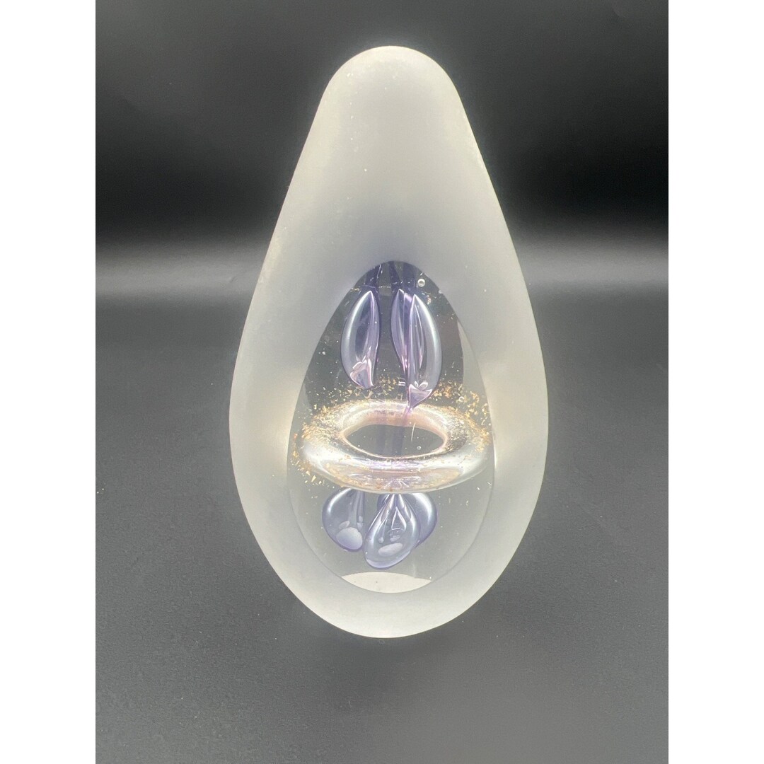 Rare Svaja Satin Clear Window Purple Pod With Gold Ring Artglass ...