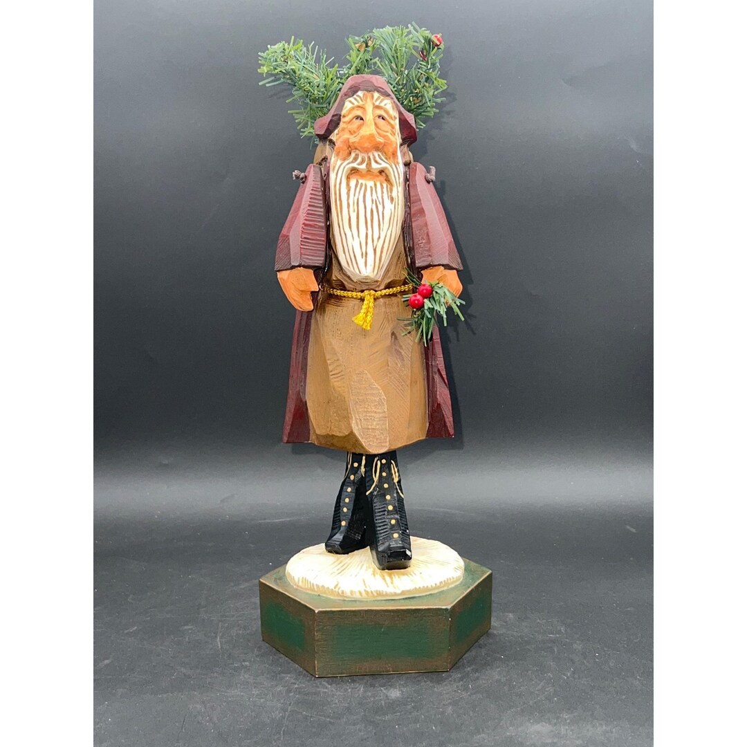 David Frykman Portfolio Wooden Santa Figurine DF 1202 With Greenery ...