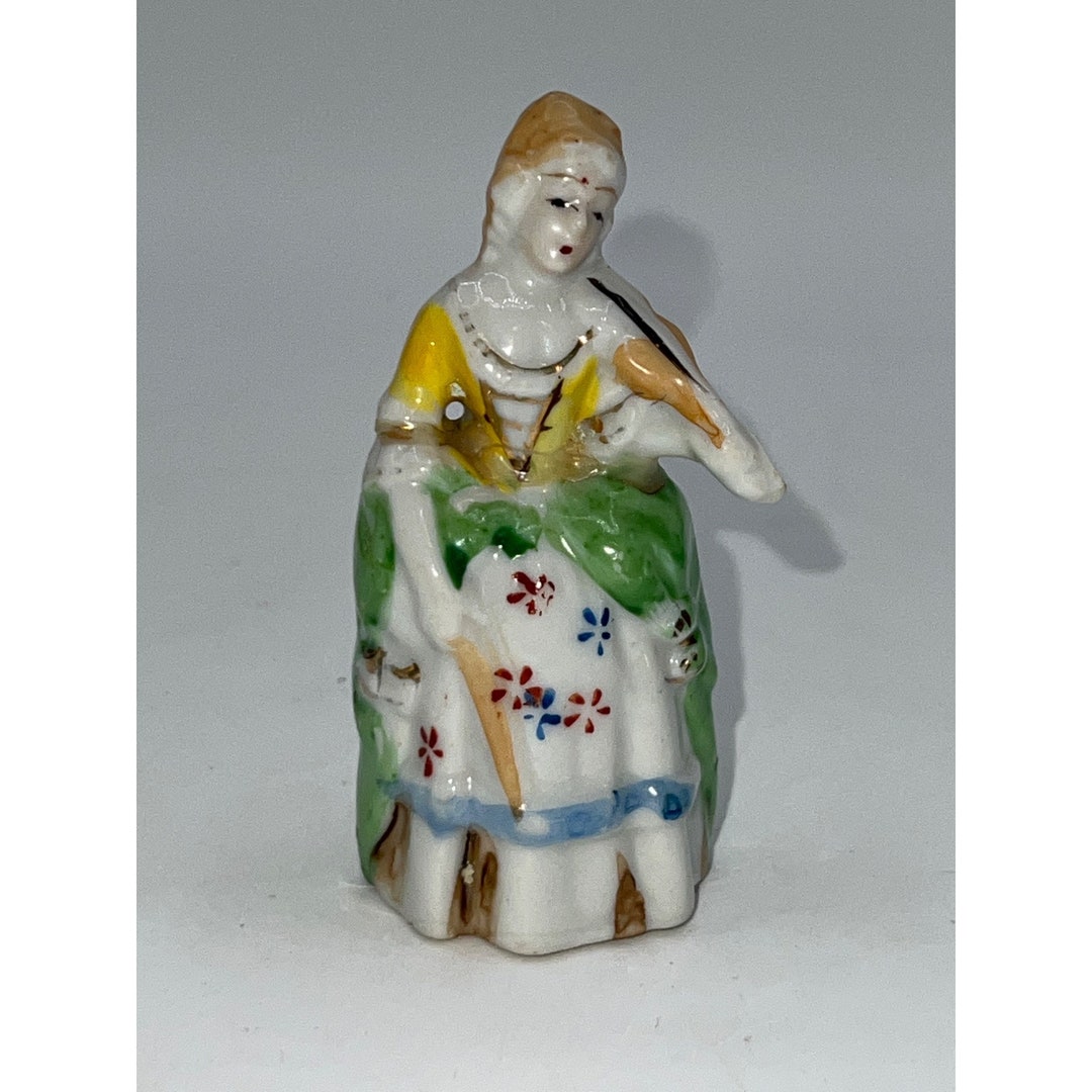 Vintage Porcelain Victorian Violin Player Lady Figurine Made in ...