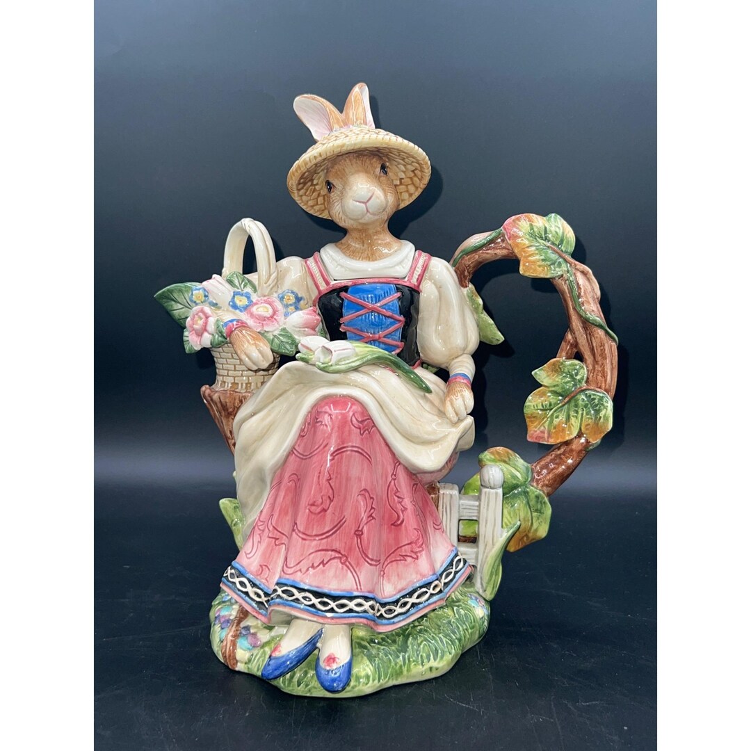 Fitz and Floyd Teapot & Lid Old World Rabbits Mrs. Bunny RARE - Etsy