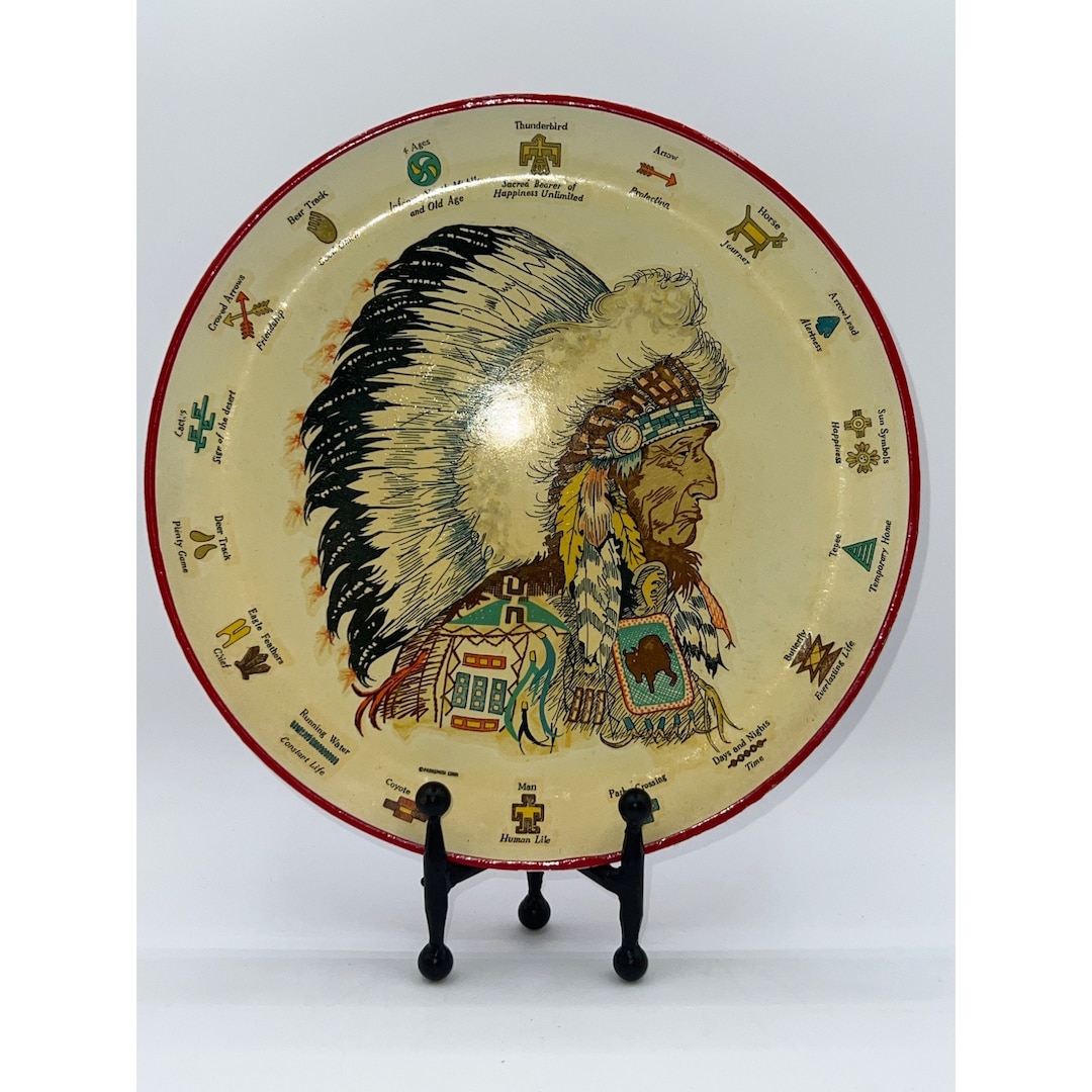 Plate Commemorative Indian Chief Running Water With Symbols Parksmith ...
