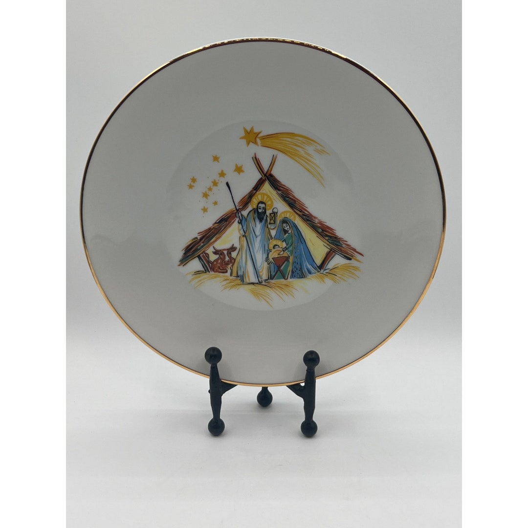 Vintage HUTSCHENREUTHER 1814 Christmas Plate Nativity manger 9 7/8 - Etsy