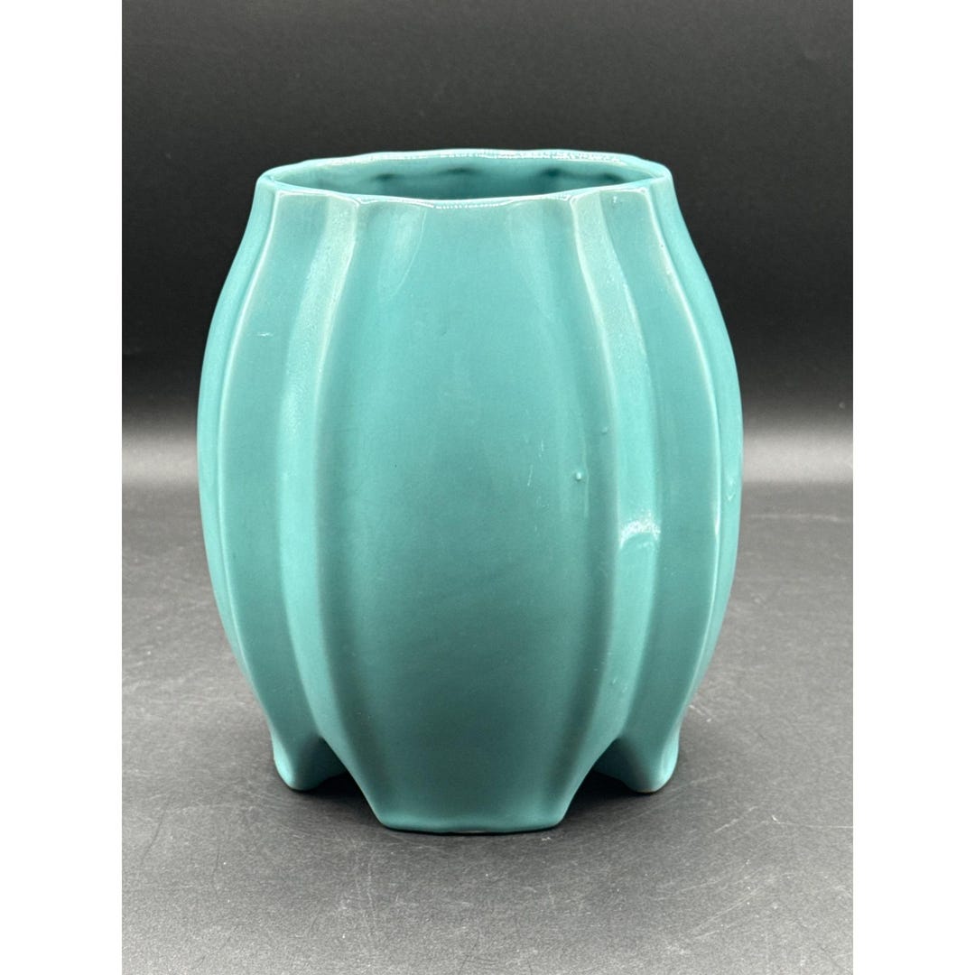 Vintage Turquoise Blue Ceramic Music Box Vase 8"x6.5"x5" Plays "happy ...