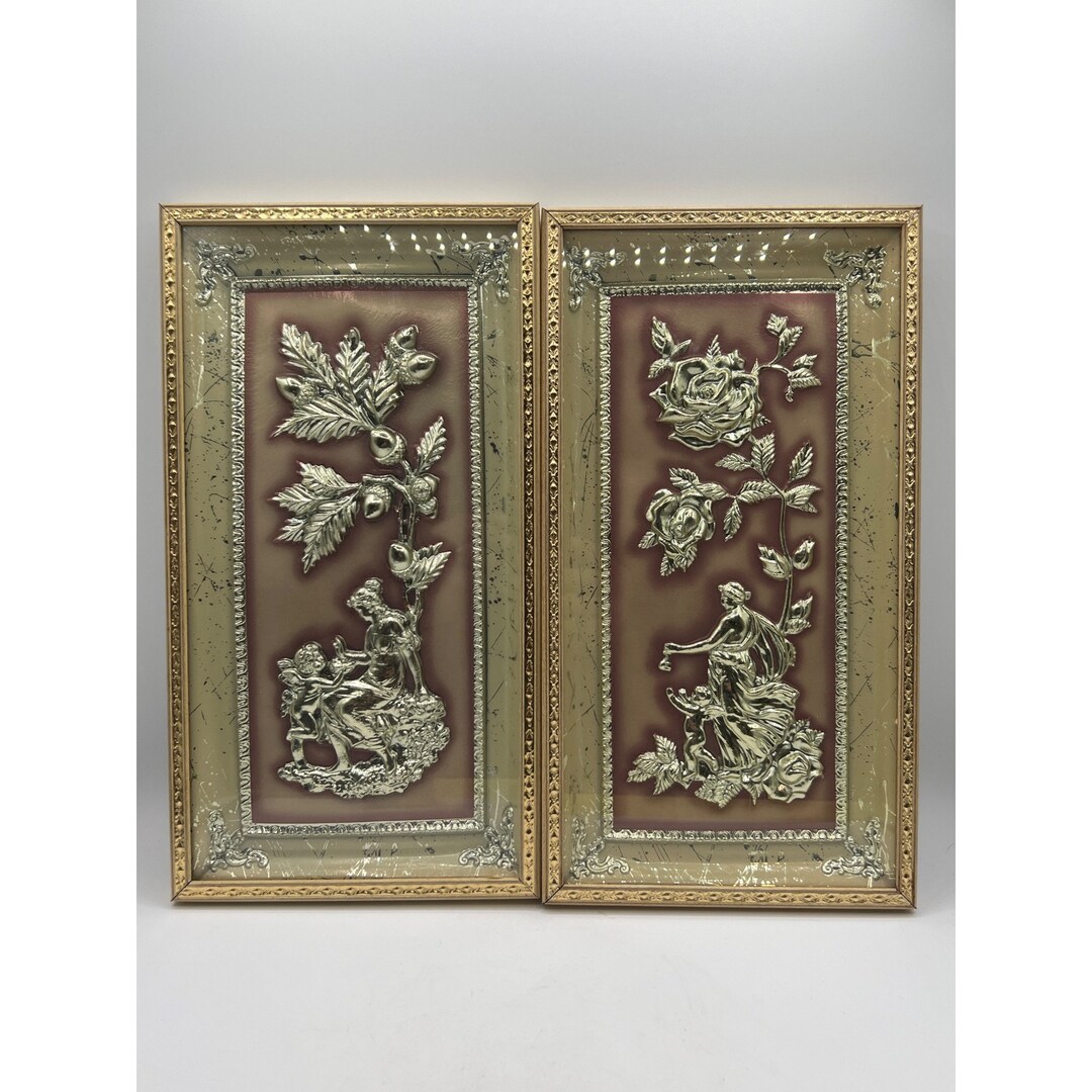 Pair of Vintage Mid-century Modern Pink Metalcraft Seasons Wall Art - Etsy