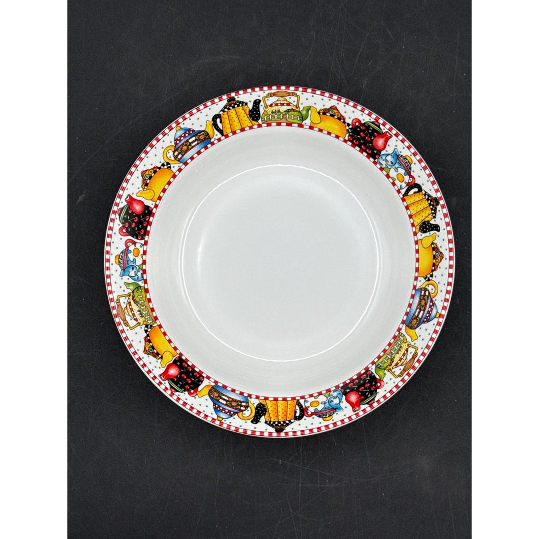 MARY ENGELBREIT Afternoon Tea SAKURA Soup Bowl 7.5" Vintage Checkered ...