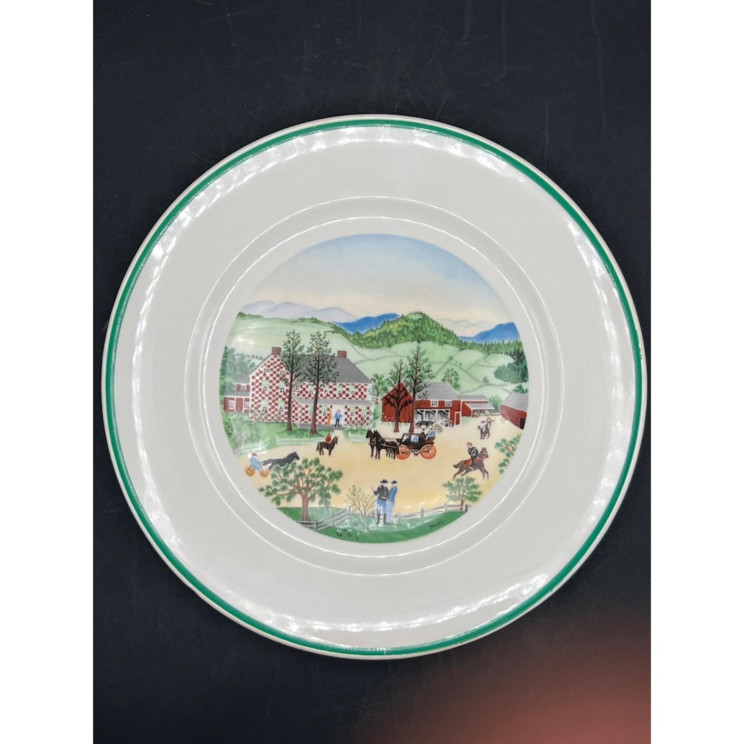 Grandma Moses Atlas China Plate "the Red Checkered House" Design 10 1/8 ...