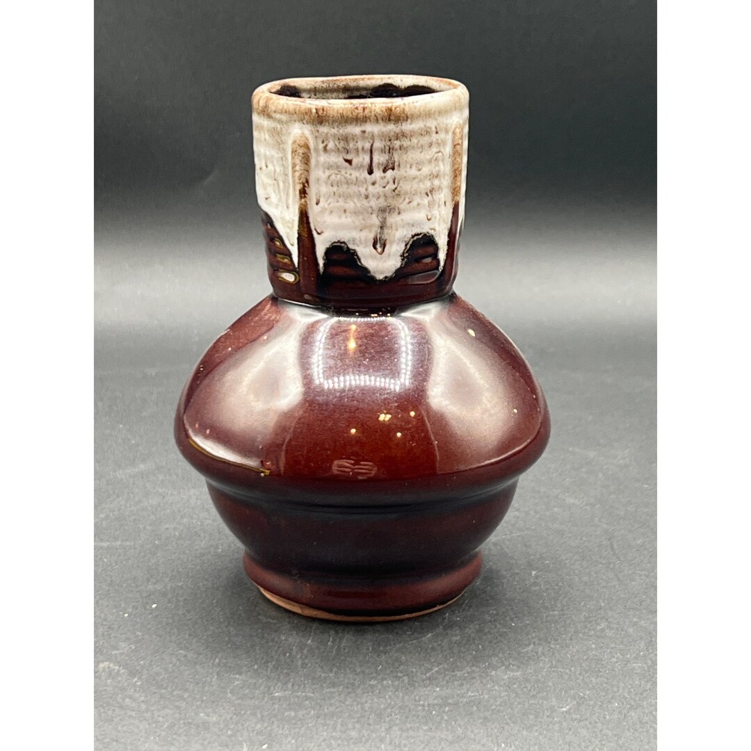 Vintage 1970s Japan Nasco Drip Brown Redware Pottery Drip Glaze Sake ...
