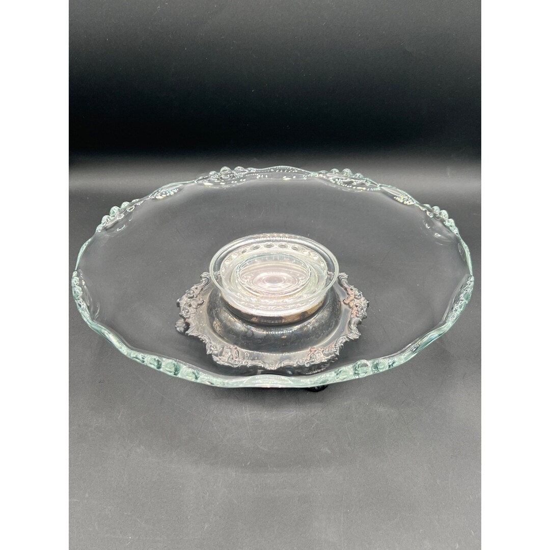 Crown Hallmark Silver-plate Swivel Lazy Susan Footed Village Guild ...