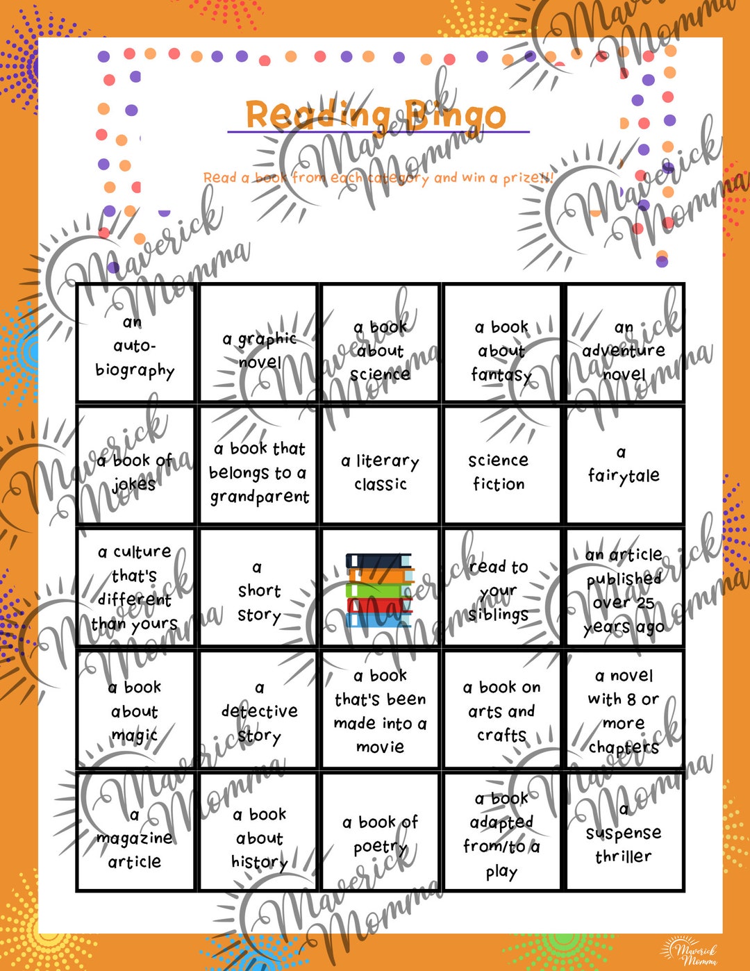 Book Bingo Printable for Preschool/kindergarten/homeschool - Etsy