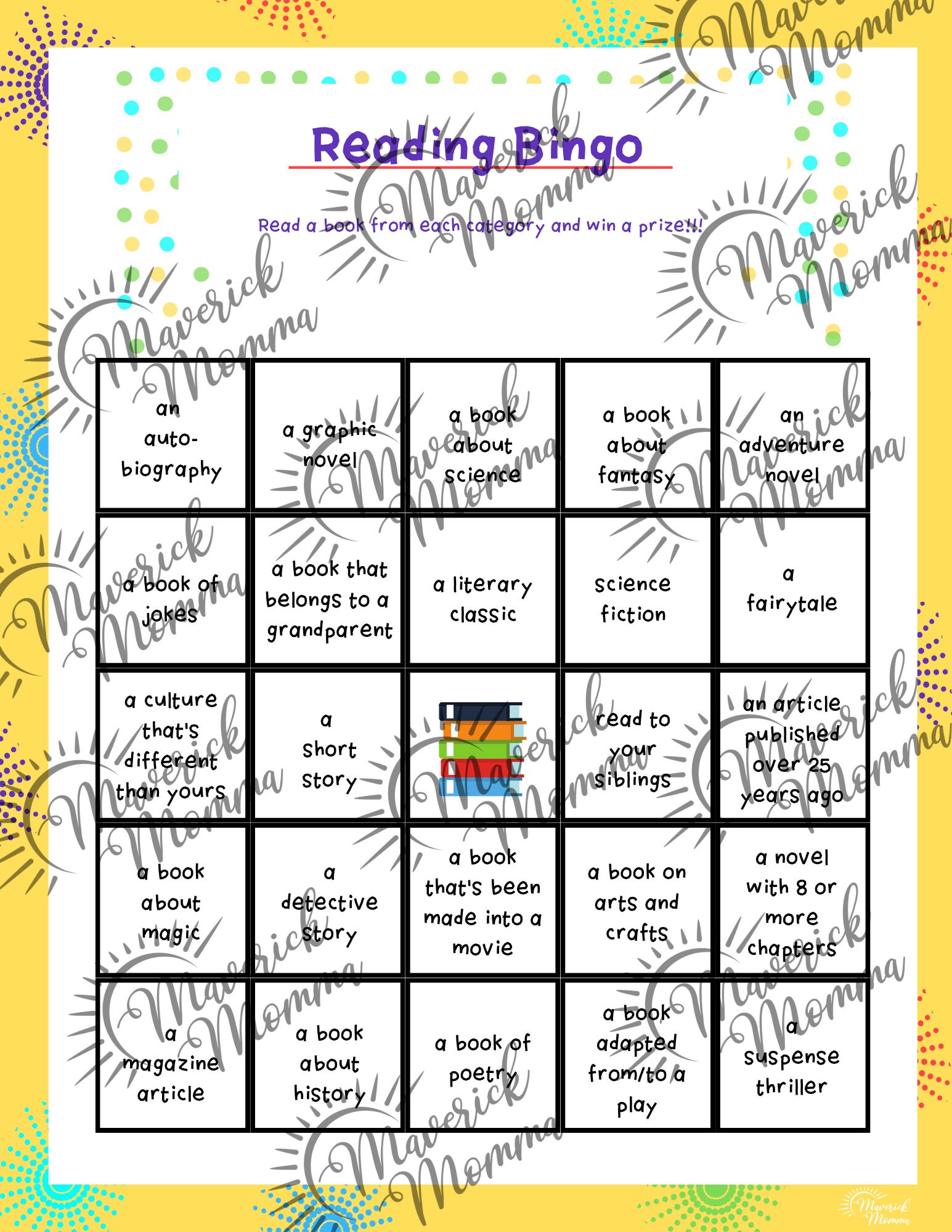 Book Bingo Printable for Preschool/kindergarten/homeschool - Etsy