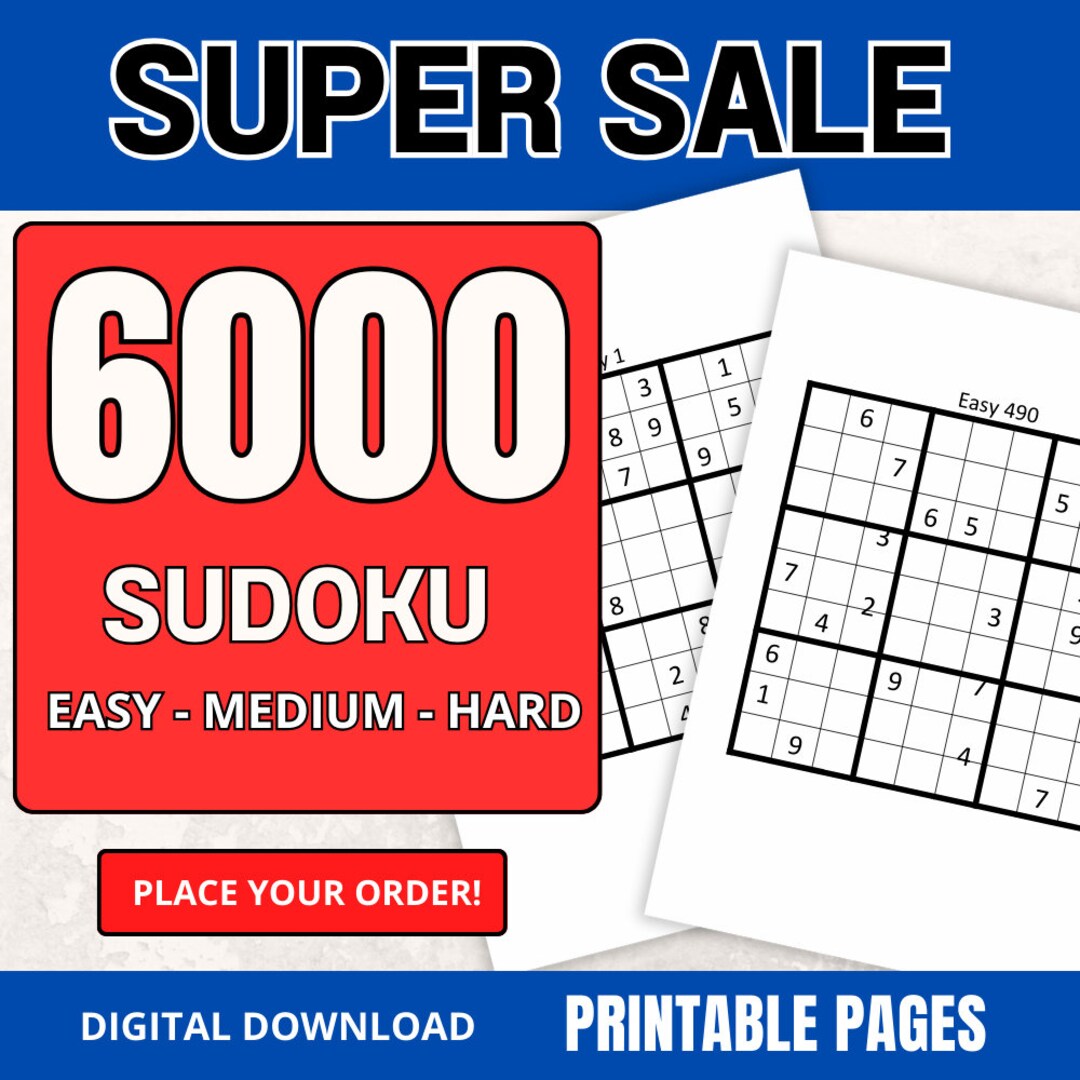 6000 Sudoku for Adults, Teens and Kids | Puzzles Digital | Printable ...