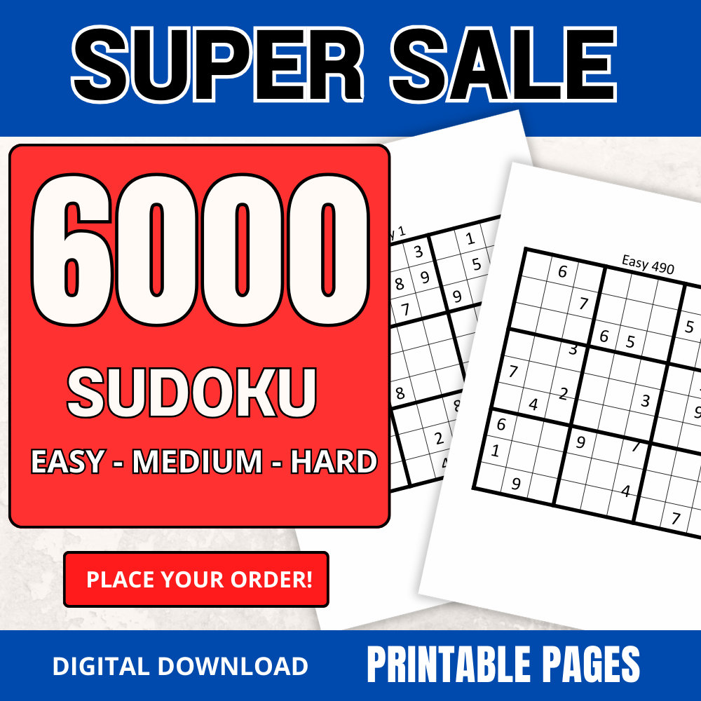 6000 Sudoku for Adults, Teens and Kids | Puzzles Digital | Printable ...