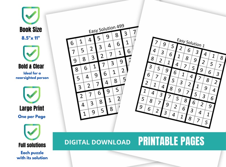 Sudoku Puzzles Easy Level Collection Volume 1 500 Printable Easy Sudoku ...