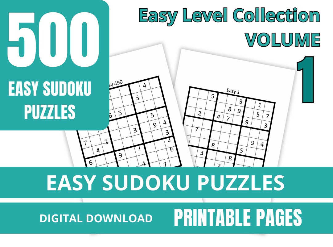 Sudoku Puzzles Easy Level Collection Volume 1 500 Printable Easy Sudoku ...