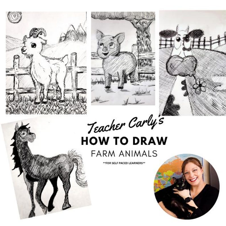 How to Draw Farm Animals for Beginners - Etsy