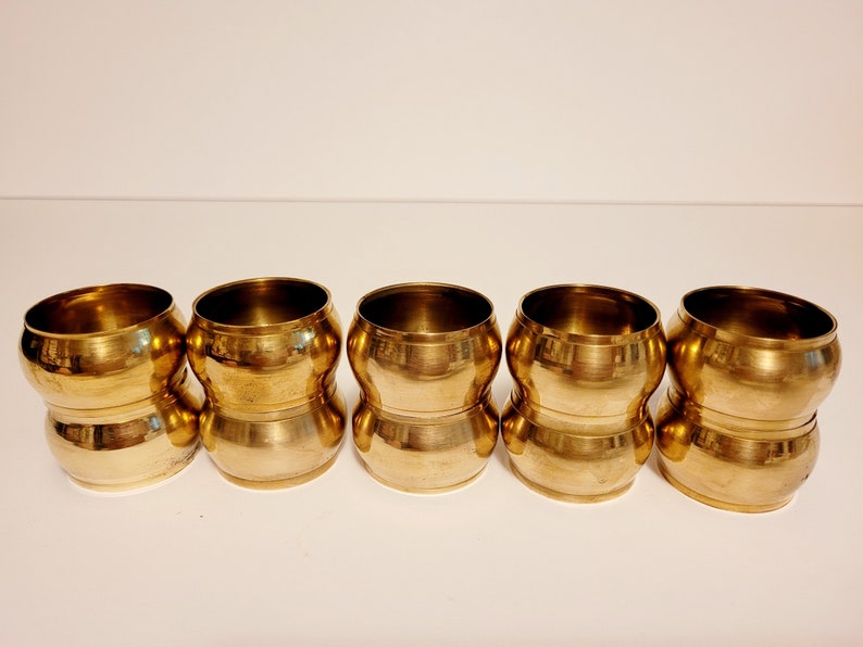 Brass Napkin Rings Round Barrel Shape Rimmed Edge Made in India Set of ...