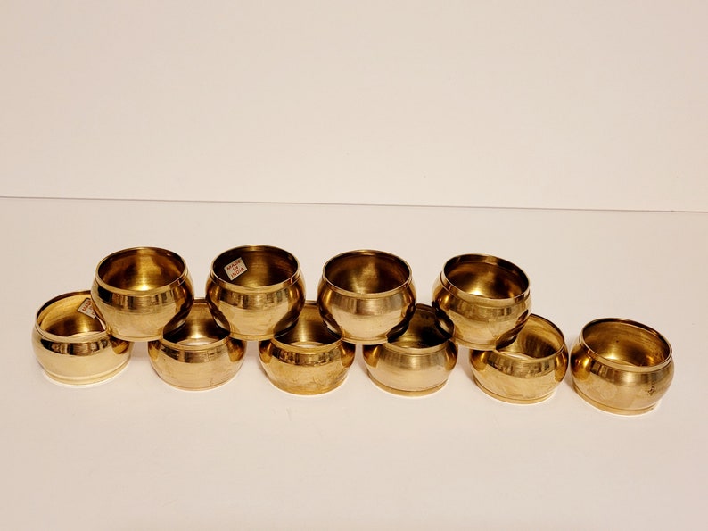 Brass Napkin Rings Round Barrel Shape Rimmed Edge Made in India Set of ...