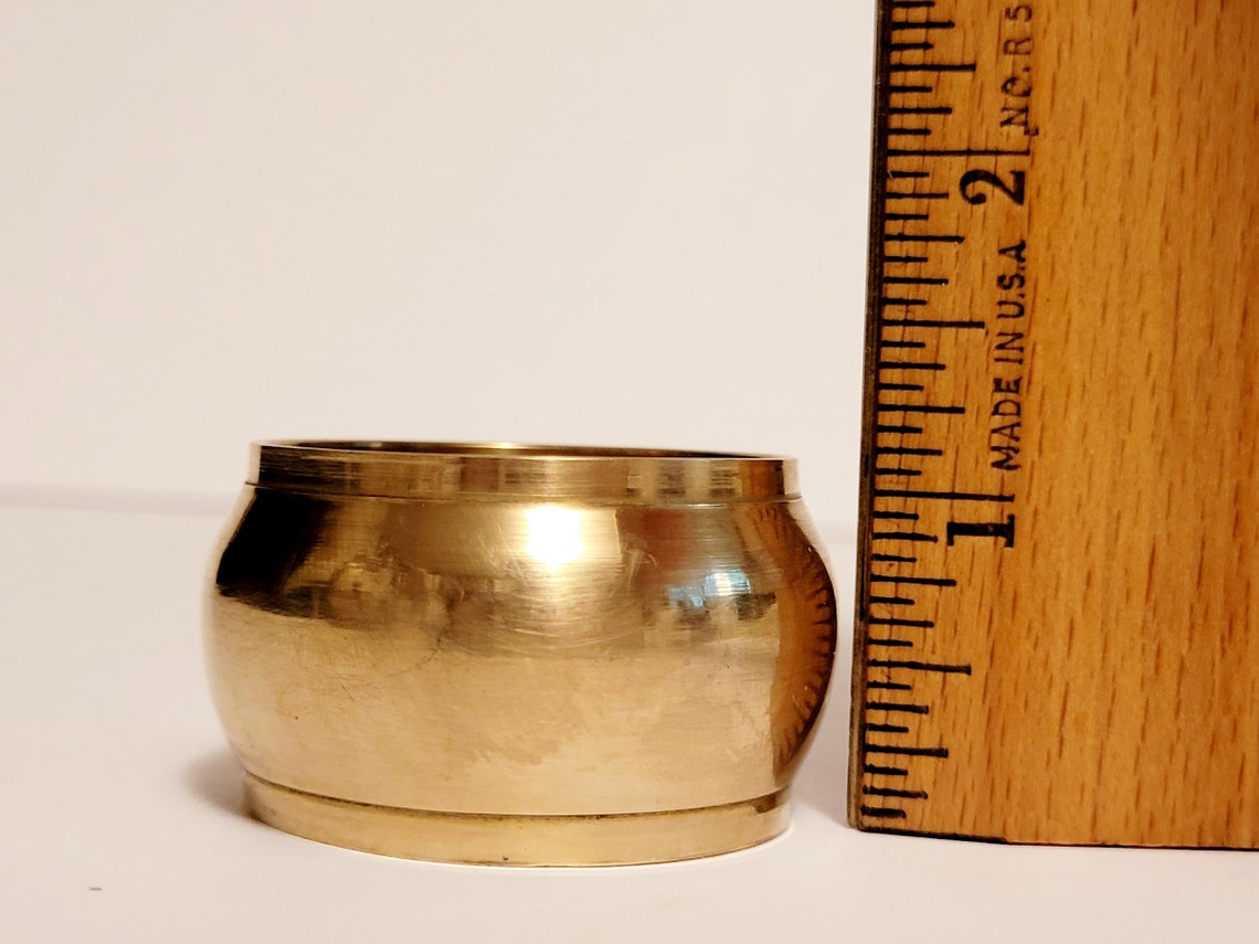 Brass Napkin Rings Round Barrel Shape Rimmed Edge Made in India Set of ...