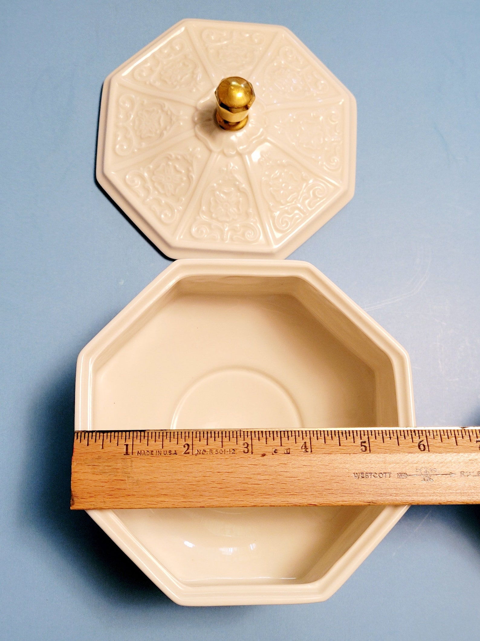 Lenox Octagon Candy Nut Dish With Lid Chatham Collection Ivory 24K Gold ...