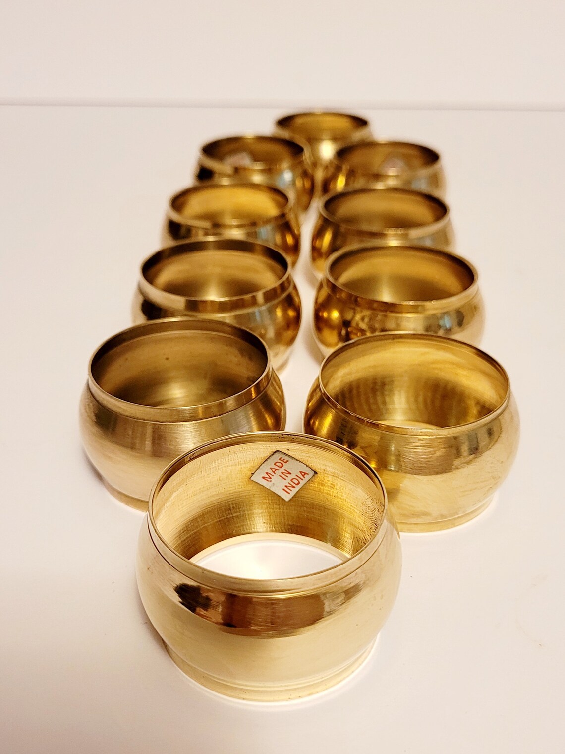 Brass Napkin Rings Round Barrel Shape Rimmed Edge Made in India Set of ...
