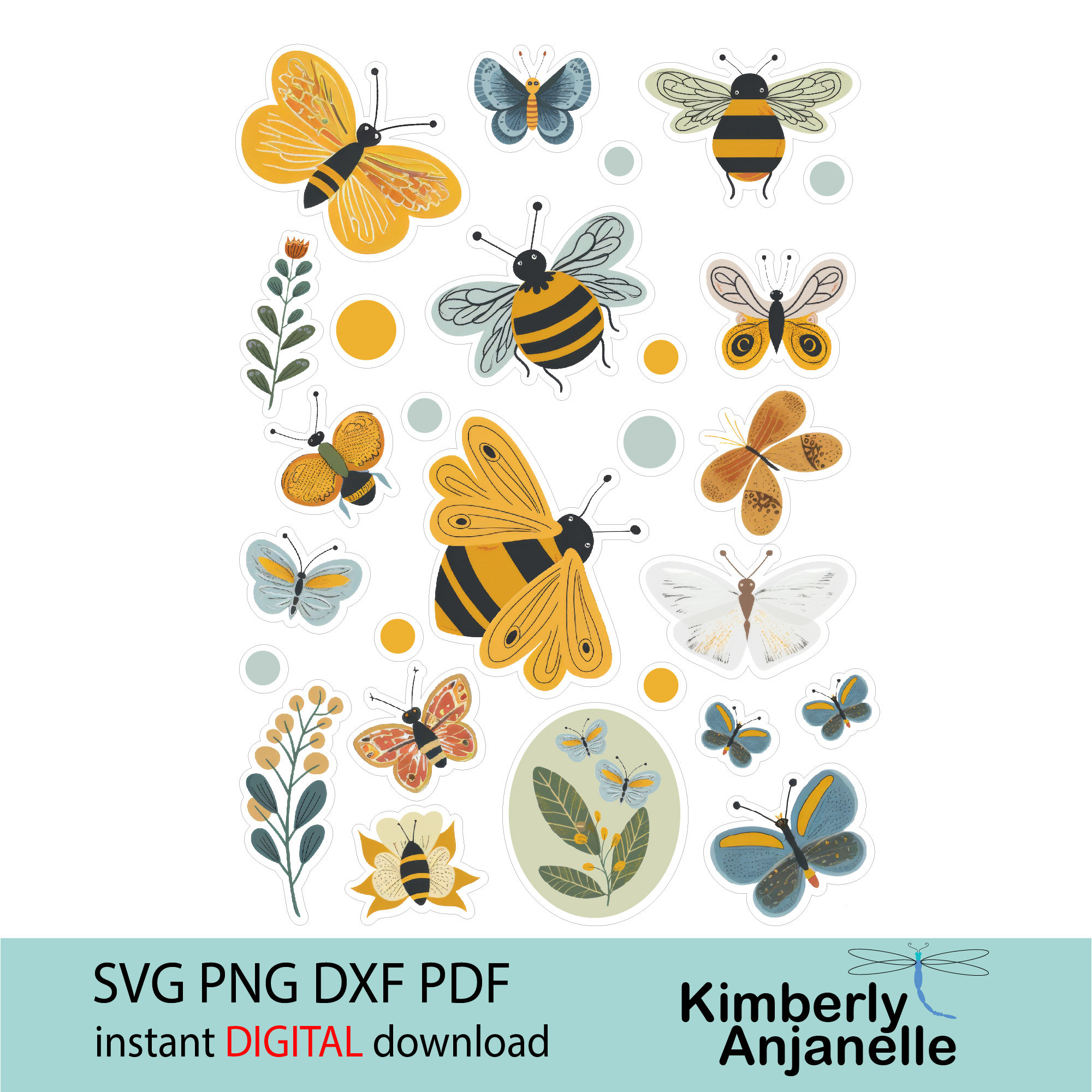 Butterfly Spring Sticker Sheets, Bumblebee Stickers, Flower Stickers ...