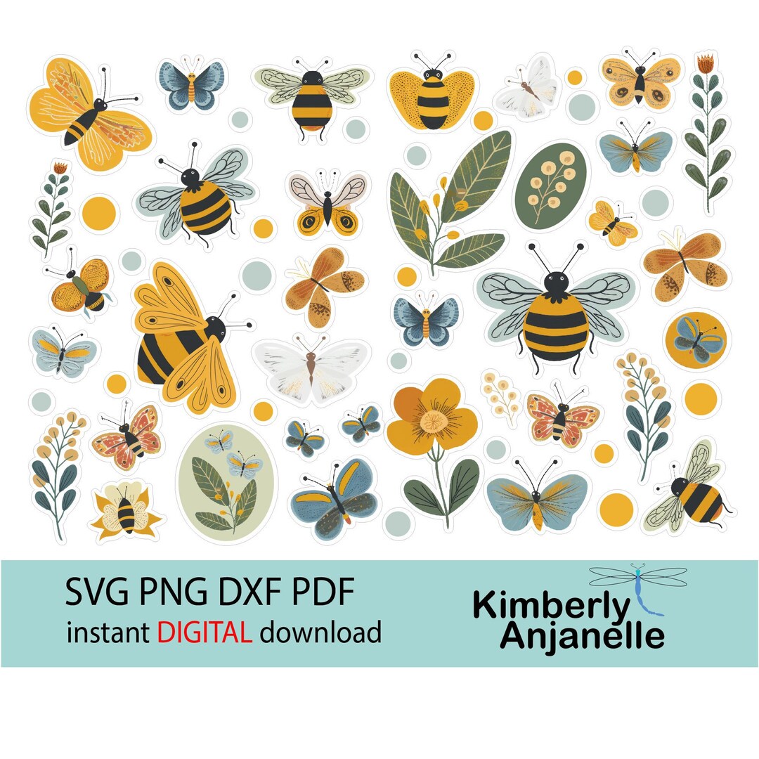 Butterfly Spring Sticker Sheets, Bumblebee Stickers, Flower Stickers ...