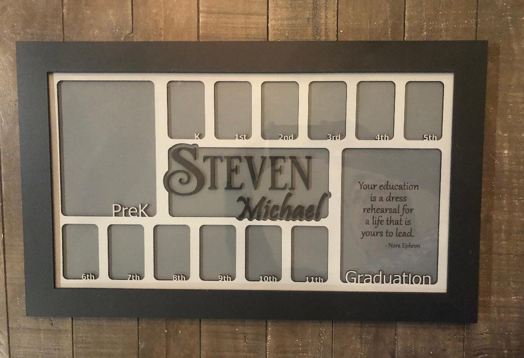 School Years Picture Frame With Glass, Pre K-12 Photo Frame ...