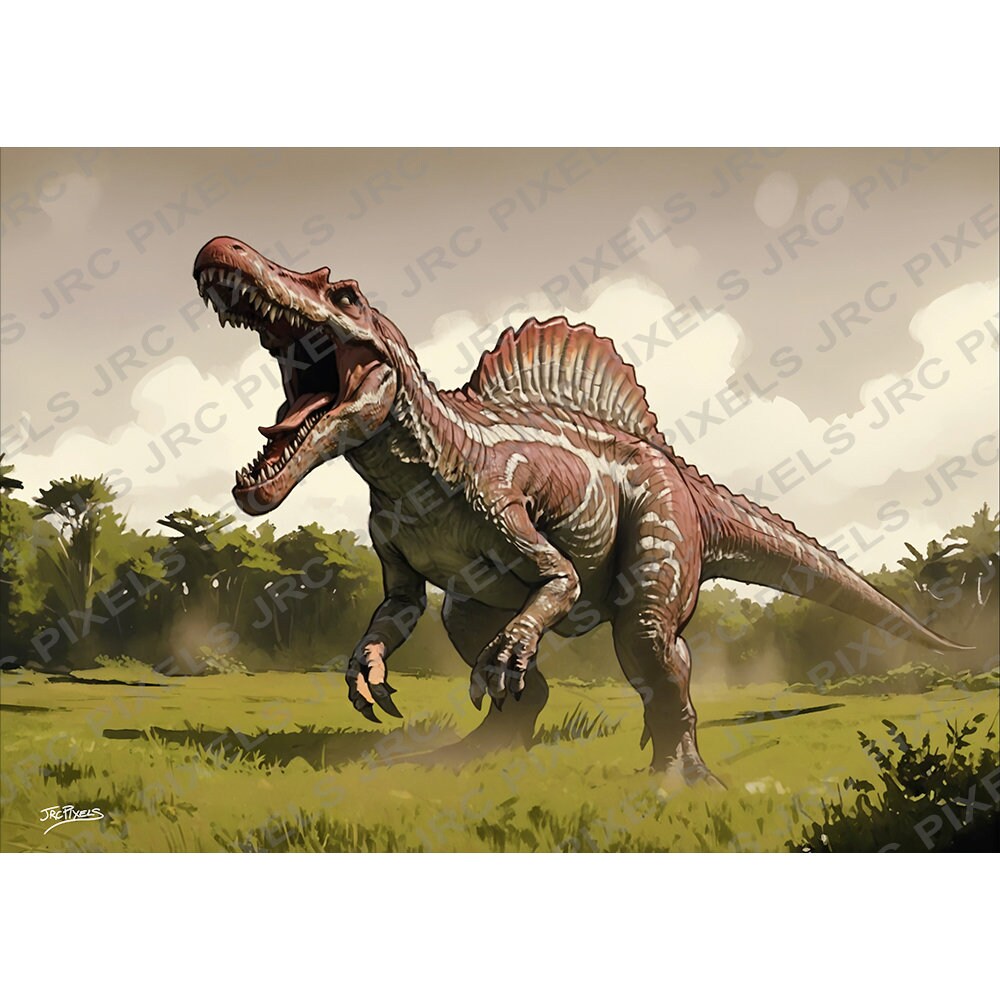 Spinosaurus Dinosaur Illustration Art Print | Kid's Room Decor (digital ...