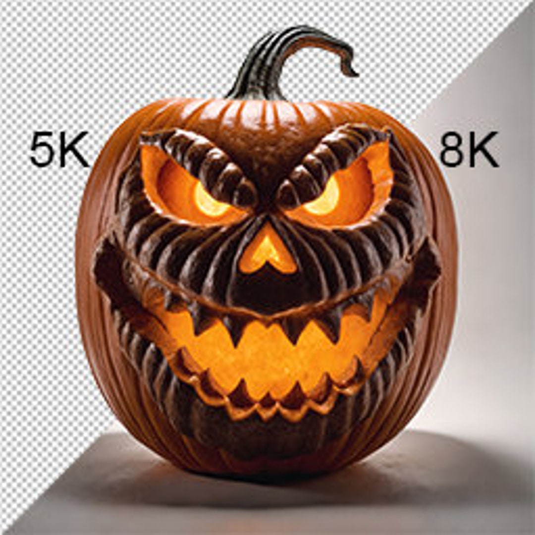 Scary Halloween Jack-o-lantern Clipart Transparent 5k PNG - Etsy