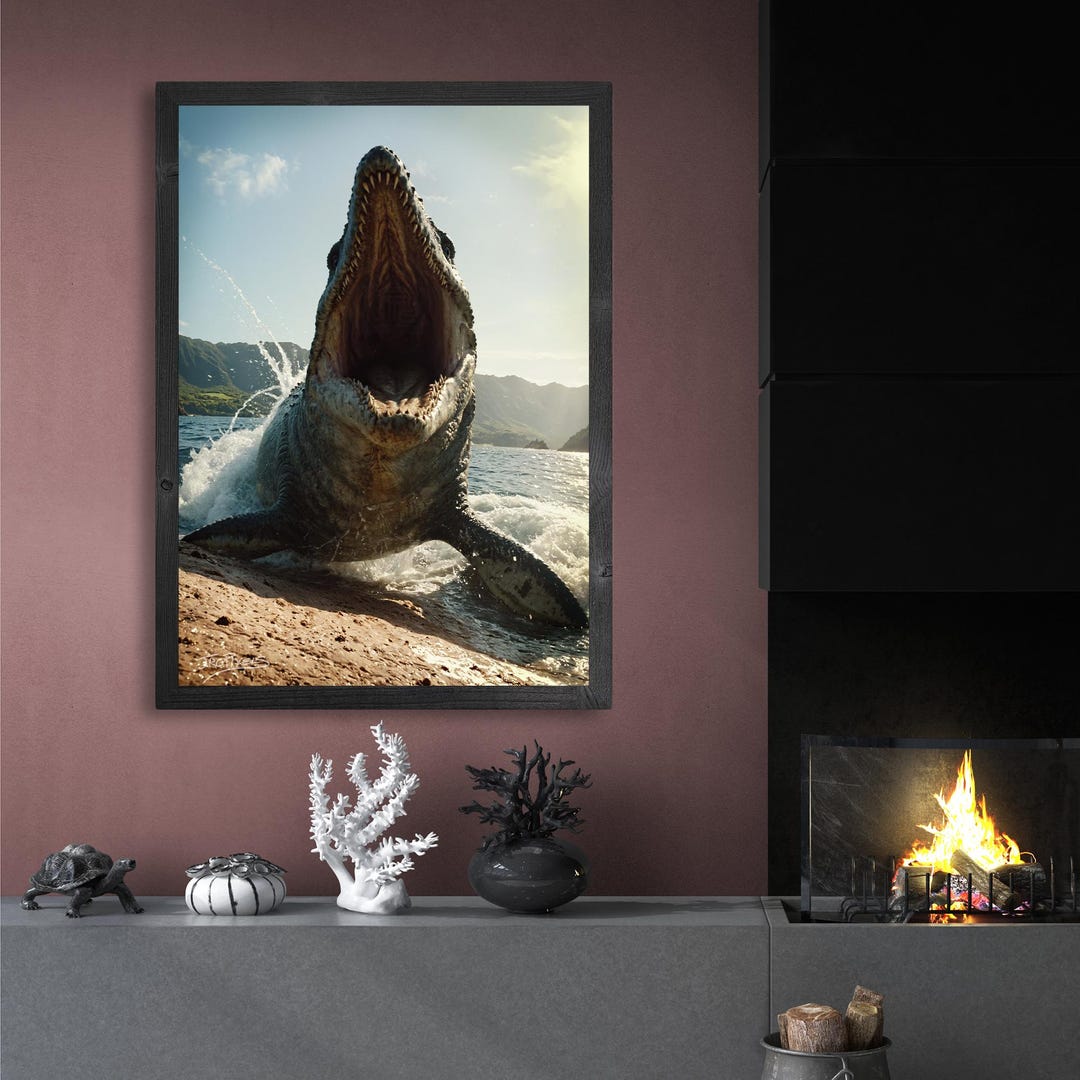 Mosasaurus Dinosaur Print | Hollywood Quality Poster, Kid's Room Decor ...