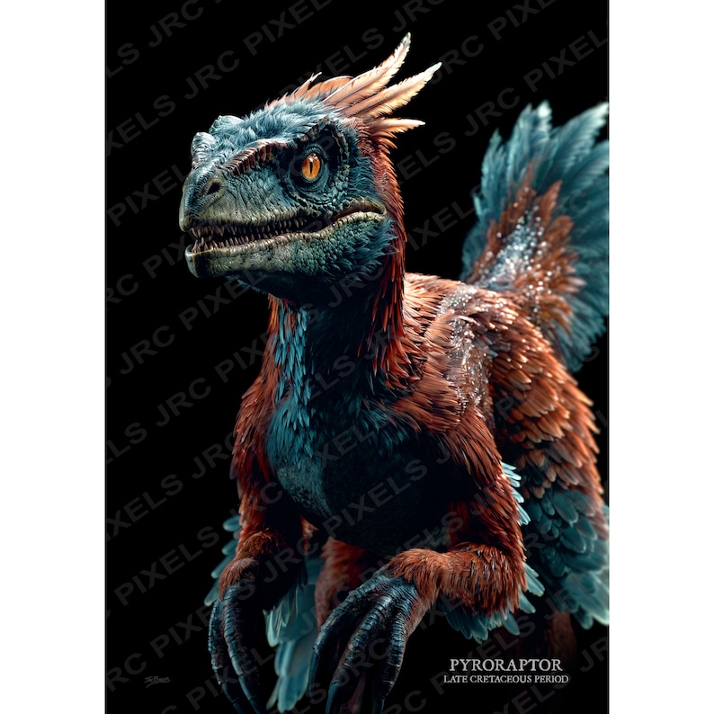 Pyroraptor Dinosaur Wall Art Prints Hollywood Quality Poster Kid's Room ...